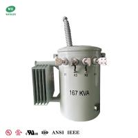 China 167 kVA Single Phase Pole Mounted Distribution Transformer Oil Immersed 34.5kV to 120V 200kV BIL for sale