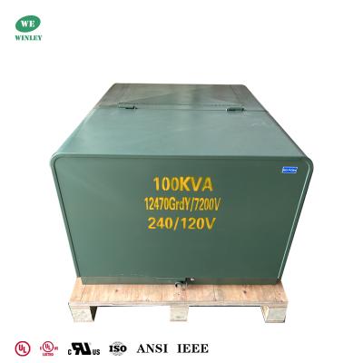China IEEE Standard UL Certificated 100Kva Single PhasePadmount Type Transformer Loop Feed 12.47KV To 240/120V for sale