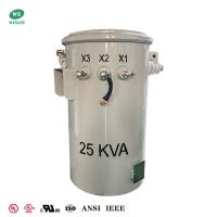 China 25kVA Single Phase Pole Mounted Distribution Transformer Oil Immersed 7200V to 120V UL Listed for sale