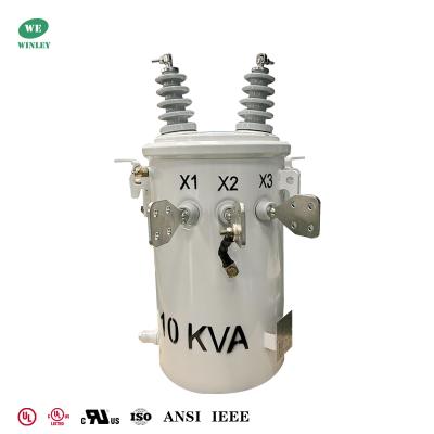 China 10kVA Single Phase Pole Mounted Transformer Oil Immersed 4160V to 120V Overhead Distribution for sale