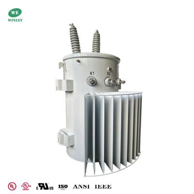 China 250kVA Single Phase Pole Mounted Transformer 304 SS Tank 22860GrdY to 480V Oil Immersed UL Listed for sale