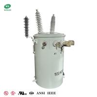 China 100 kVA Single Phase Pole Mounted Oil Filled Distribution Transformer 34.5kV to 120/240V Copper Windings for sale