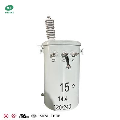 China 15kVA Pole Mounted Transformer 13.8kV to 120V Oil Immersed CSA C2.2-06 cUL Certified for sale
