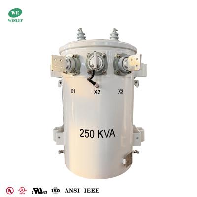 China 250kVA Single Phase Pole Mounted Oil Immersed Distribution Transformer 13200V to 120/240V for sale
