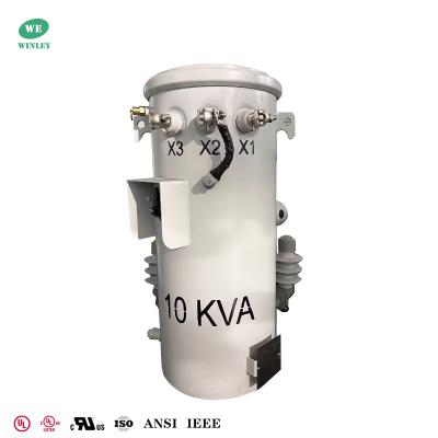 China 10kVA Single Phase Pole Mounted Transformer Oil Immersed 2400/4160GrdY to 120/240V UL Listed for sale