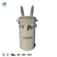 China 100kVA Single Phase Pole Mounted Transformer 25000V to 120V 150kV BIL Oil Immersed for sale