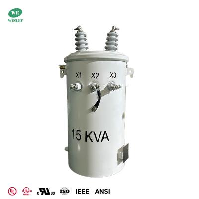 China 15kVA Single Phase Pole Mounted Transformer 4160V to 120/208V Copper Windings ANSI IEEE for sale