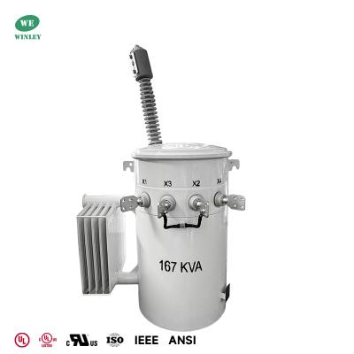China 167kVA Single Phase Pole Mounted Transformer 34500Y/19920 to 120/240V Oil Type Power Transformer for sale