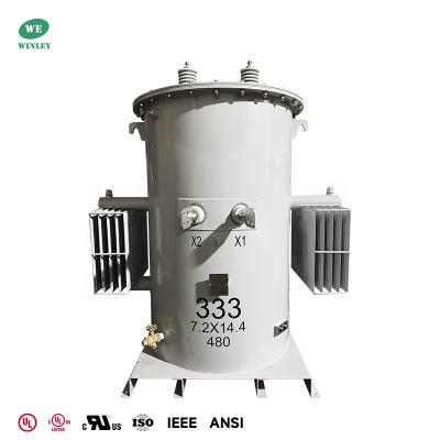 China 333kVA Single Phase Pole Mounted Distribution Transformer 14.4kV 7.2kV to 480V for sale
