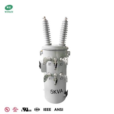China Dual 120/240V Output 5kVA Single Phase Pole Mounted Transformer for Rural Utility Distribution for sale