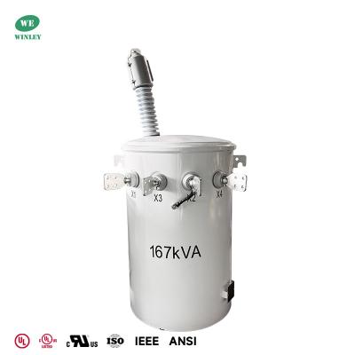 China 167kVA Single Phase Pole Mounted Transformer 34500/19920V to 120/240V for Rural Distribution for sale