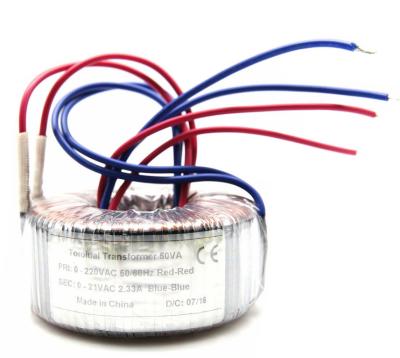 China 80VA Toroidal Isolation Transformer 240VAC to 120VAC with Copper Windings and 60℃ Temperature Rating for sale
