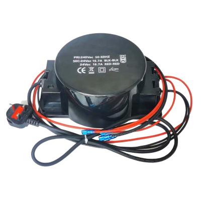 China 300VA Waterproof Toroidal Transformer 220-240VAC to 12VAC/25A with 60℃ Temperature Rating and CE Certification for sale
