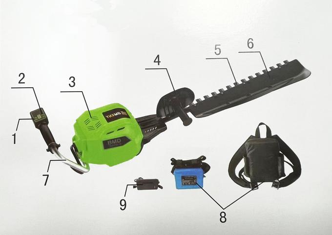 20V Cordless Electric Small Battery Long Reach Hedge Trimmer 450MM Blade 0