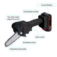 China 6 Inch 300W Battery Portable Chain Saw Machine Handhold Electric Wood Cutting Cordless for sale