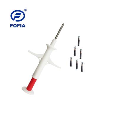 China ICAR Certified 2.12*11.5mm RFID Microchips With Animal Bio Glass EM4305 Red Lock for sale