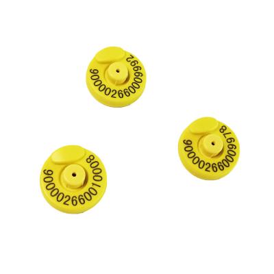 China Yellow RFID Ear Tag For ET907 Diameter 30.5mm ± 0.5mm ISO11784/5 FDX-B for sale