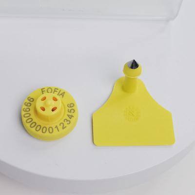 China RFID Sheep Ear Tag, 4.3g Lightweight Two-Piece TPU Electronic Tag For Livestock Management for sale