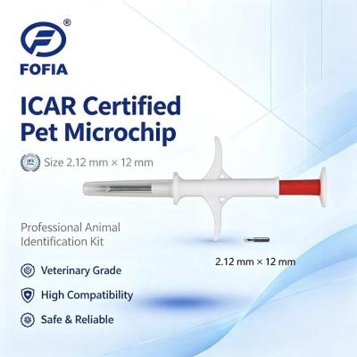 China Fofia New Hot Selling RFID 134.2kHz PP Material Dog ID Microchip Waterproof Farm Use Pet Injection 1.5 Year Ear Tag for sale