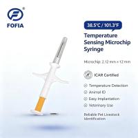 China ICAR Certificated Fofia New Temperature-sensing Hot Microchip RFID Bio-glass White HT001 Animal ID Waterproof Dog Cat Pets 1.5 for sale