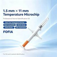 China ICAR Certificated Fofia New Temperature-sensing Microchip RFID Bio-glass Waterproof Animal ID Ear Tag for Dogs/Cats/Pets 1.5 for sale
