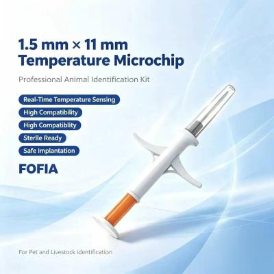 China ICAR Certificated Fofia HT003 White New Temperature-sensing Hot Microchip RFID Bio-glass Dog Cat Pets Animal ID Waterproof 1.5 for sale