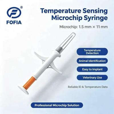 China ICAR Certificated Fofia New Temperature-sensing Hot Microchip RFID PP Animal ID Waterproof for Dog & Cat Pets 1.5 Year Warranty for sale