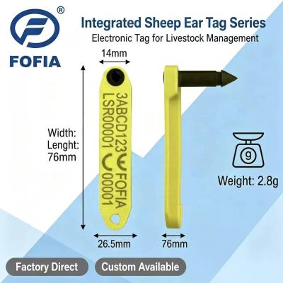 China New Fofia HDX High-Temperature Resistant Integrated Anti-Shedding TPU Laser-Coded Electronic ET969 Yellow Sheep RFID Ear Tag 1.5 for sale