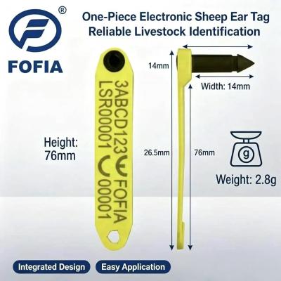 China Fofia HDX ET969 New High-Temperature Resistant Anti-Shedding Yellow TPU Sheep Ear Tag RFID Chip Animal Tracking 1.5 Year for sale