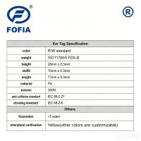 China Fofia HDX ET969 New High-Temperature Resistant Anti-Shedding Yellow TPU Sheep Ear Tag RFID Chip Animal Tracking 1.5 Year for sale