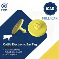 China New Full ICAR ET908+T901 Waterproof RFID LF TPU Yellow Animal Ear Tags 14.5mm Cattle Cow Chips 5 Year Warranty Cattle for sale