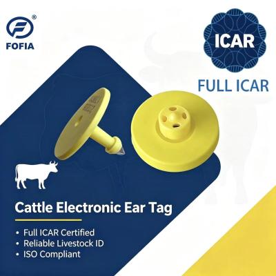 China New Full ICAR ET908+T901 Waterproof RFID LF TPU Yellow Animal Ear Tags 14.5mm Cattle Cow Chips 5 Year Warranty Cattle for sale