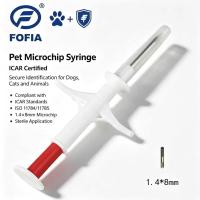 China FOFIA ZS007 ICAR Certified 134.2kHz RFID Ear Tag Animal Microchip FDX/EM4305 IP67 Waterproof White PP 1.4x8mm Dog Cat Pets for sale