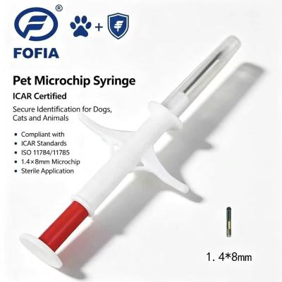 China FOFIA ZS007 ICAR Certified 134.2kHz RFID Ear Tag Animal Microchip FDX/EM4305 IP67 Waterproof White PP 1.4x8mm Dog Cat Pets for sale