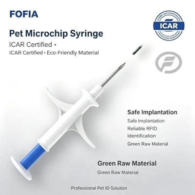 China FOFIA ZS007 ICAR Certified 134.2kHz RFID Animal Microchip FDX/EM4305 IP67 Waterproof White PP 1.4x8mm Dog Cat Rabbit Cattle New for sale