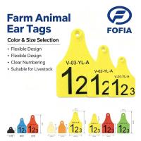 China New Plastic Cow & Sheep Ear Tags TPU Material Bovine Cattle Farm Use Ear Mark Tags with Number Animal Tracking Chip for sale