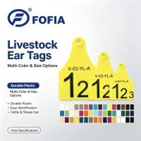 China Waterproof FOFIA New Plastic Cow Ear Tags Farm Use Bovine Cattle Ear Tags with Number Animal Tracking Chip for sale