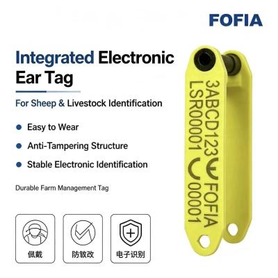 China Fofia HDX ET969 New High-Temperature Resistant Anti-Shedding Yellow TPU Laser-Coded Sheep Ear Tag RFID Chip Animal Tracking for sale