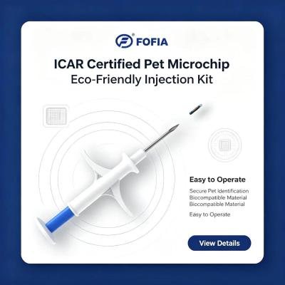 China FOFIA ZS007 ICAR Certified 134.2kHz RFID  Animal Microchip FDX/EM4305 IP67 Waterproof White PP 1.4x8mm Dog Cat Pets for sale