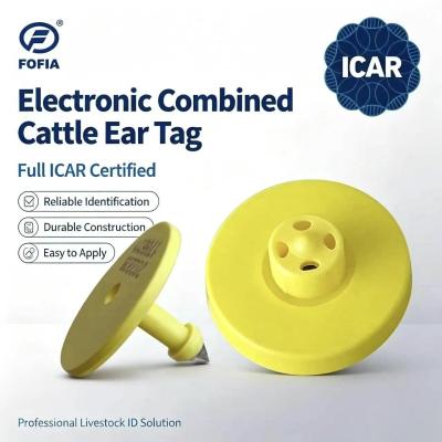 China New Waterproof Fofia Full ICAR Certified ET908 Yellow RFID TPU Cow Ear Tag 1.5 Year Warranty Animal Tracking for Pig & Sheep for sale