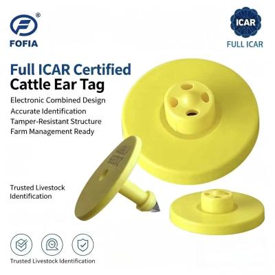 China New Fofia Full ICAR ET908+T901 Waterproof RFID LF TPU Yellow Animal Ear Tags 14.5mm Cattle Cow Chips 5 Year Warranty 0.01g for sale