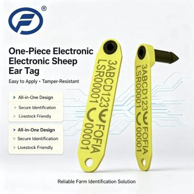 China New Fofia High-Temperature Resistant Integrated Anti-Shedding Laser-Coded Electronic ET969 Yellow Sheep RFID Ear Tag TPU Animal for sale