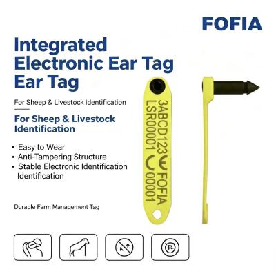 China New Fofia High-Temperature Resistant Integrated Anti-Shedding Electronic Laser-Coded ET969 Yellow Sheep RFID Ear Tag TPU Animal for sale