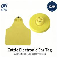 China New FOFIA Full ICAR LF Durable Waterproof RFID TPU Yellow Cattle Ear Tags ET908+T905 EM4305 Chips 5 Year Warranty 14.5mm for sale