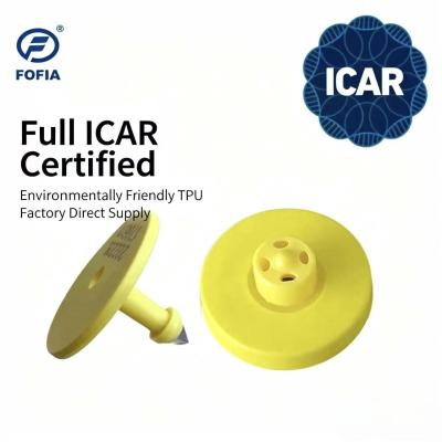 China New Waterproof Fofia Full ICAR Certified ET908 Yellow RFID TPU Cow Ear Tag 1.5 Year Warranty Laser Coding Animal Tracking Cattle for sale