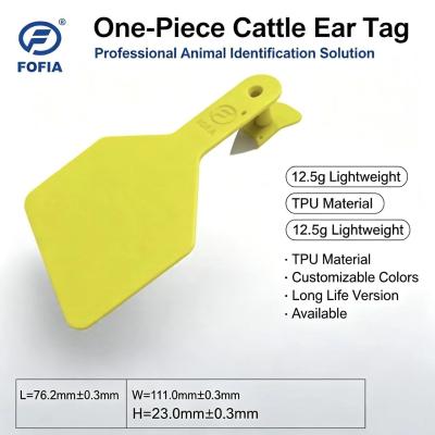 China Custom Fofia T914 TPU Plastic Yellow Cattle Sheep Pig Ear Tags | Laser Coding Livestock Management Farm Feedlot Cow ID Tracking for sale
