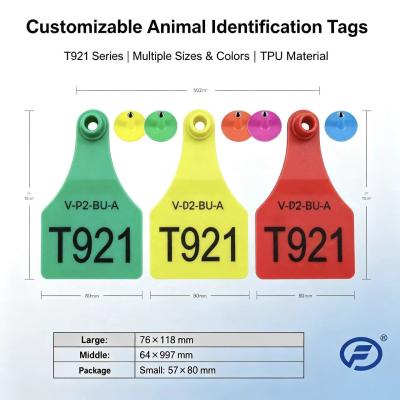 China Fofia T921 New Animal Ear Tag High Quality RFID TPU Chip Laser Coding 1.5 Year Warranty for Farm Cattle Cow Pig Sheep for sale