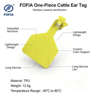 China Custom New TPU Plastic Yellow Cattle Ear Tags Laser Coding | Fofia T914 Model Livestock Management Farm Feedlot Cow ID 1.5 Year for sale