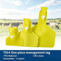 China Custom New TPU RFID Plastic Yellow Cattle Pig Sheep Ear Tags for Livestock Management | Fofia T914 Laser-Coded Farm Feedlot ID for sale