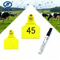 China FOFIA New Plastic Cow & Pig Farm Livestock Identification Marker Waterproof Ear Tags with Mark Pen Black Ink 1 Year Warranty for sale